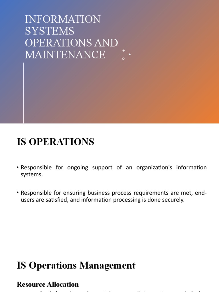 Information Systems Operations and Maintenance | PDF | Information ...