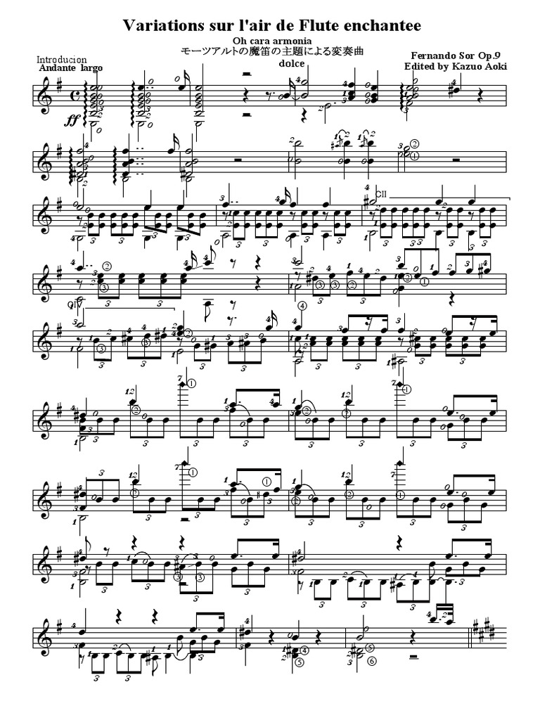 Variations On A Theme by Mozart (Sor) | PDF