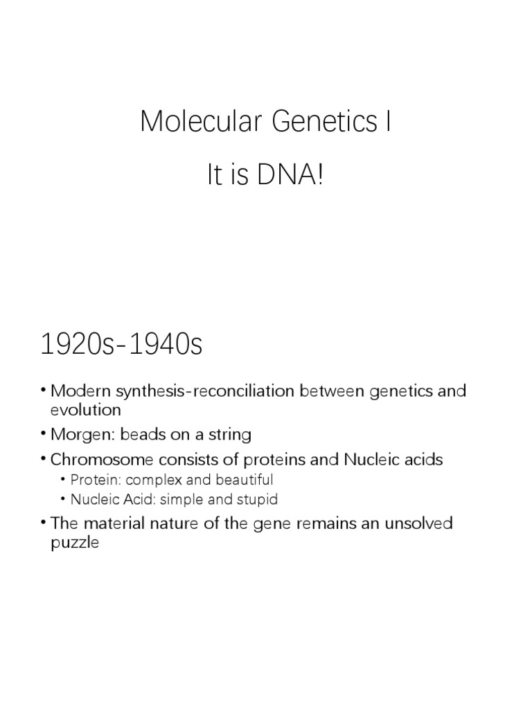 Lecture - '3 - Molecular Genetics I | PDF | Dna | James Watson