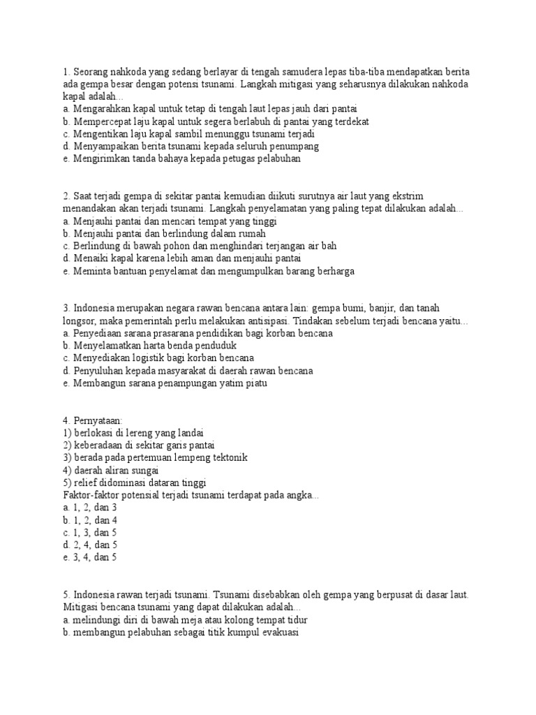 Soal-Soal Mitigasi Bencana | PDF