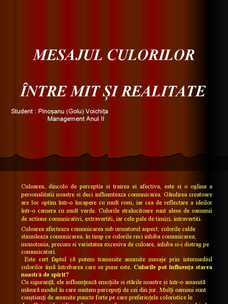 Tema Nr. 1 - Limbajul Culorilor | PDF