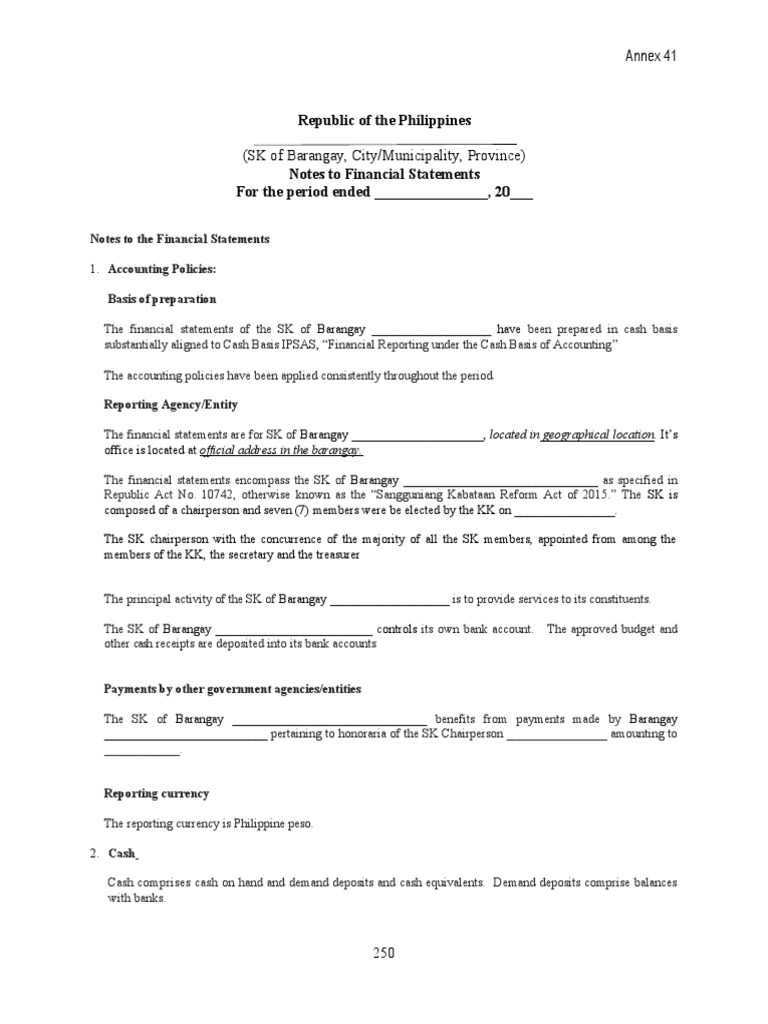 Annex 41 Notes To FS | PDF | Cash | Banks