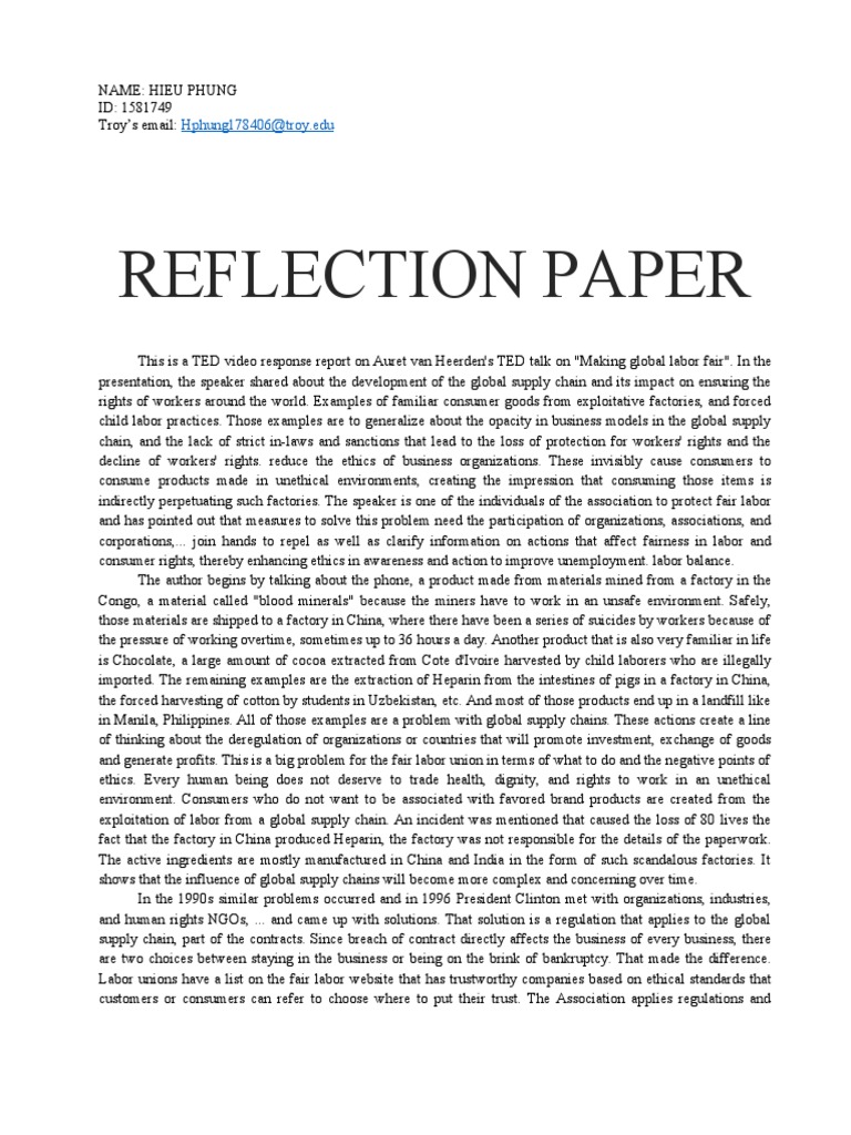 Reflection Paper | PDF | Supply Chain | Rights