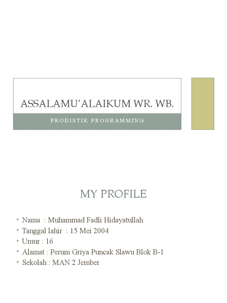 Profil Muhammad Fadli Hidayatullah | PDF | Pengembangan Diri