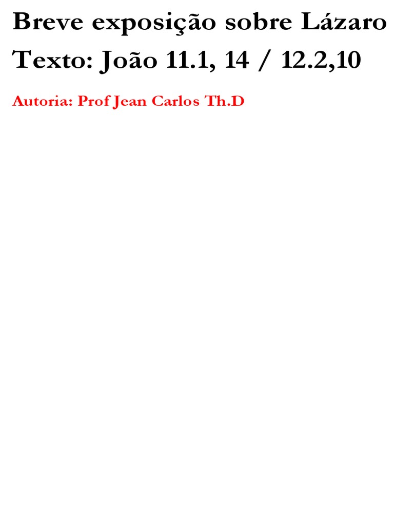 Quatro Estágios Da Vida de Lázaro | PDF