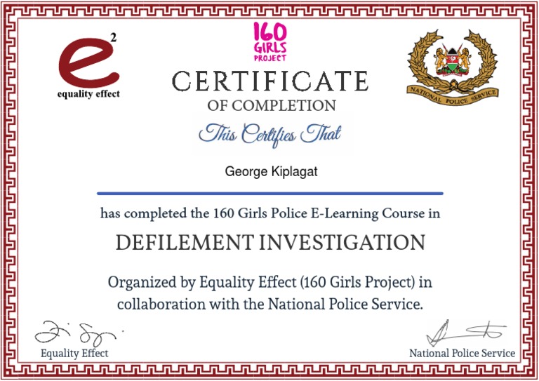 Completion of 160 Girls E-Learning Course | PDF