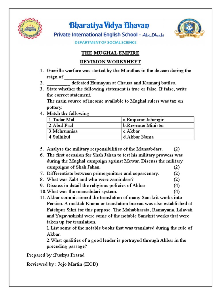 Mughal Empire Study Guide | PDF