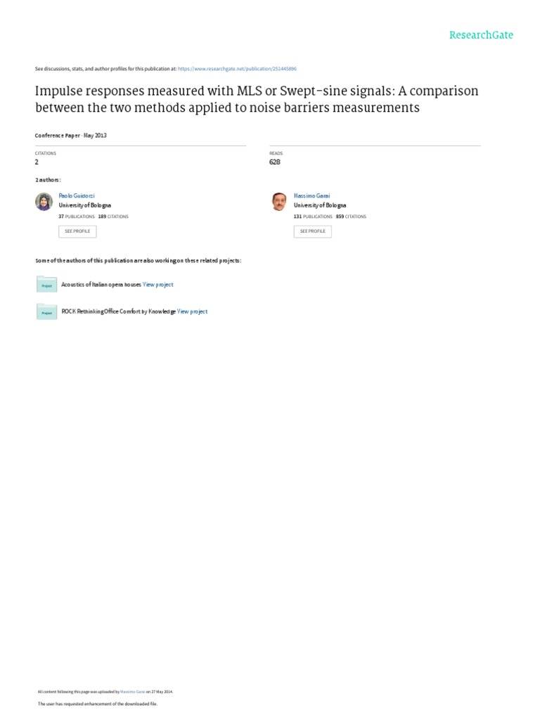 Guidorzi, P Garai, M (2013) Impulse Responses Measured With MLS or Swept-Sine | PDF | Sampling ...