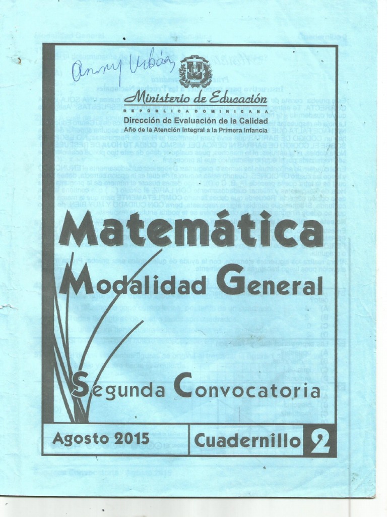 Cuadernillo 2 Matemáticas 2da Convocatoria | PDF