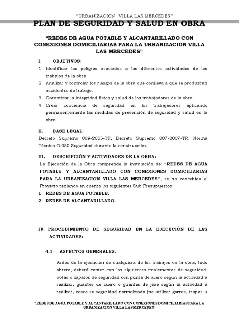 Plan de Seguridad y Salud en Obra | PDF | Riesgo | Alcantarillado