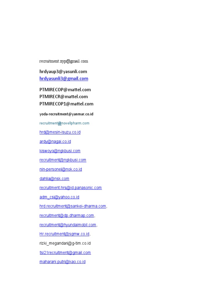 Random Email Perusahaan Part 1 | PDF