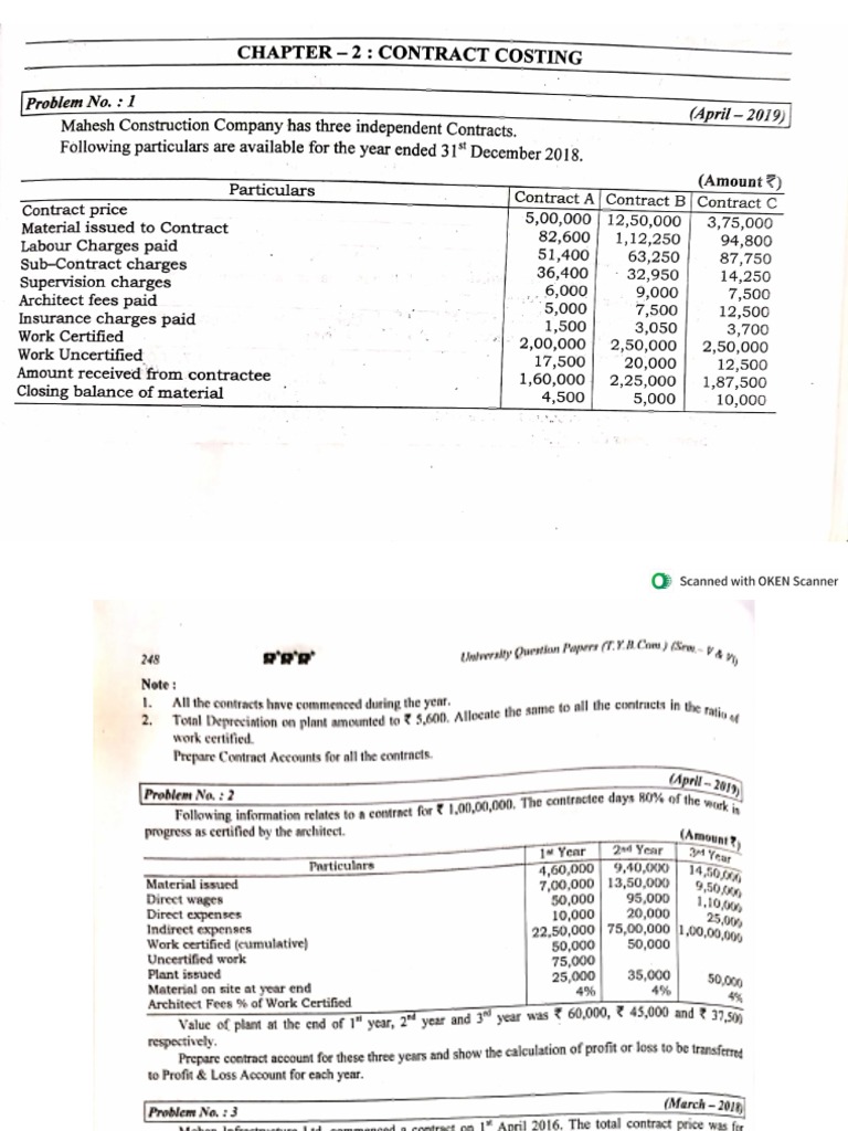 Contract Costing Pdf