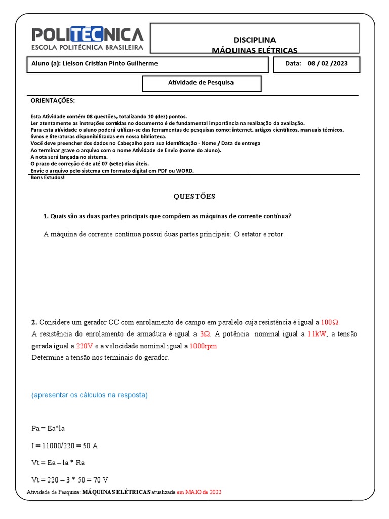 Atividade de Pesquisa - Lielson Cristian | PDF