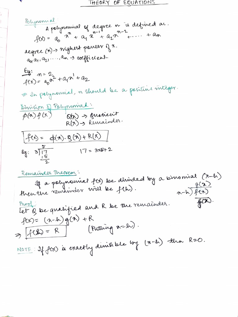 Theory of Eqn | PDF