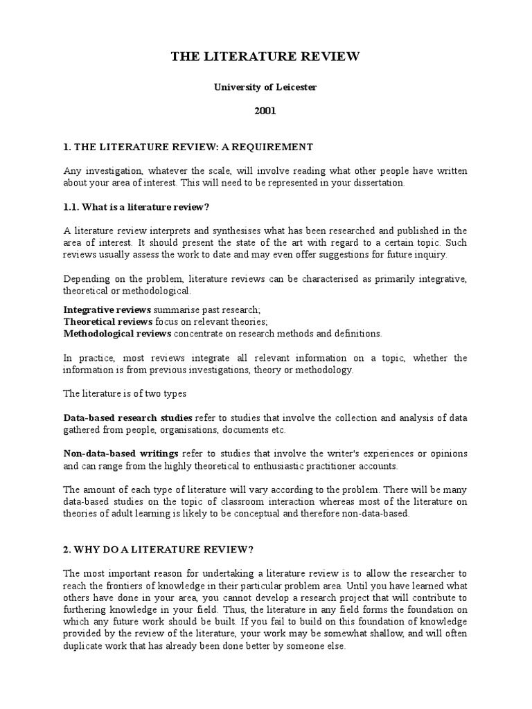 22 - The Literature Review - University of Leicester | PDF