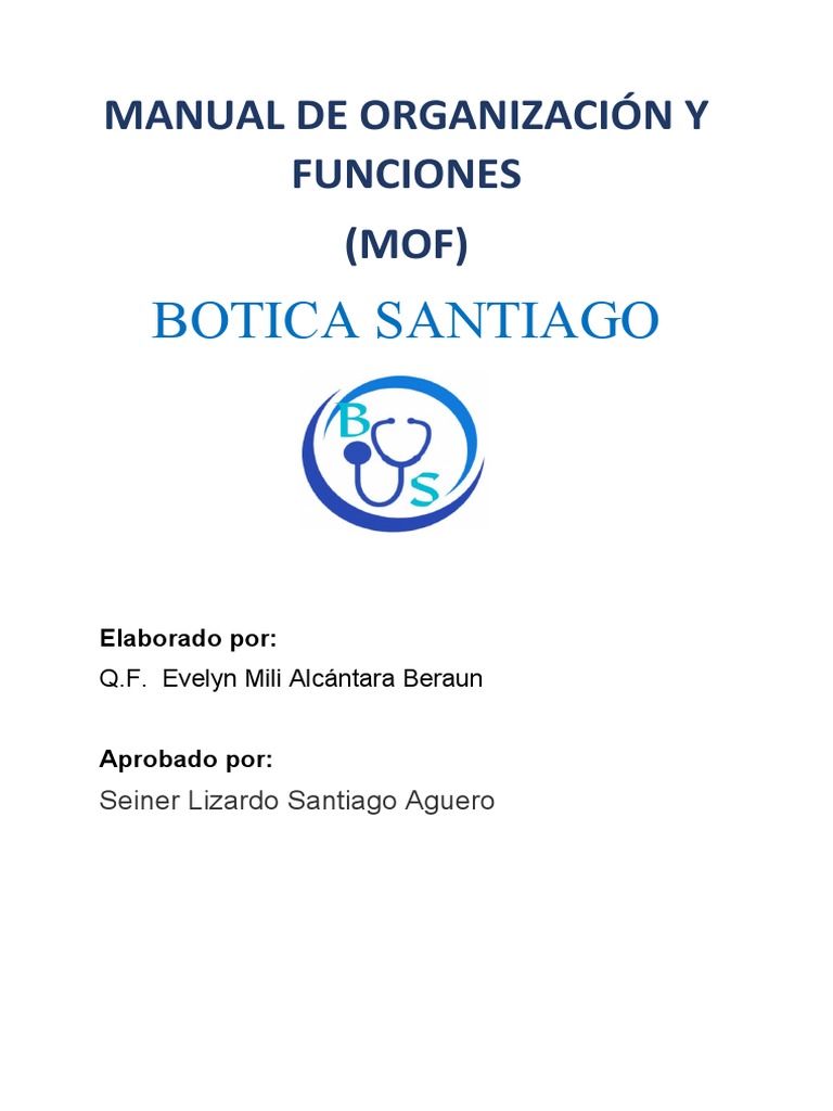 Mof - Manual de Organizacion y Funciones Botica Cruzfarma Plus | PDF | Farmacia | Farmacéutico