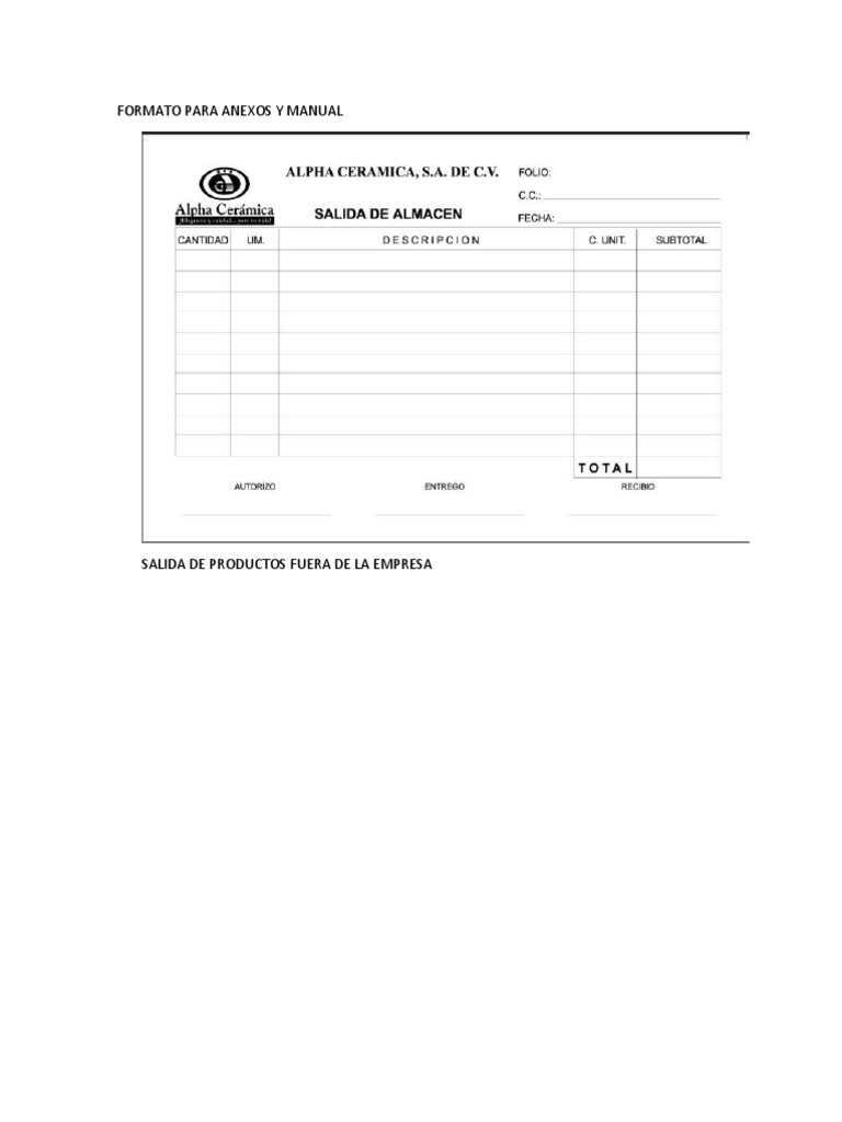 Formato para Anexos y Manual | PDF