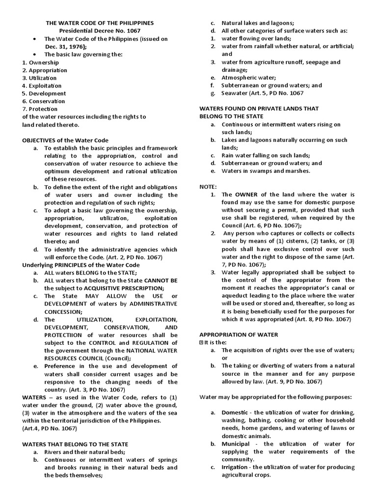 The Water Code of The Philippines | PDF | Water | River