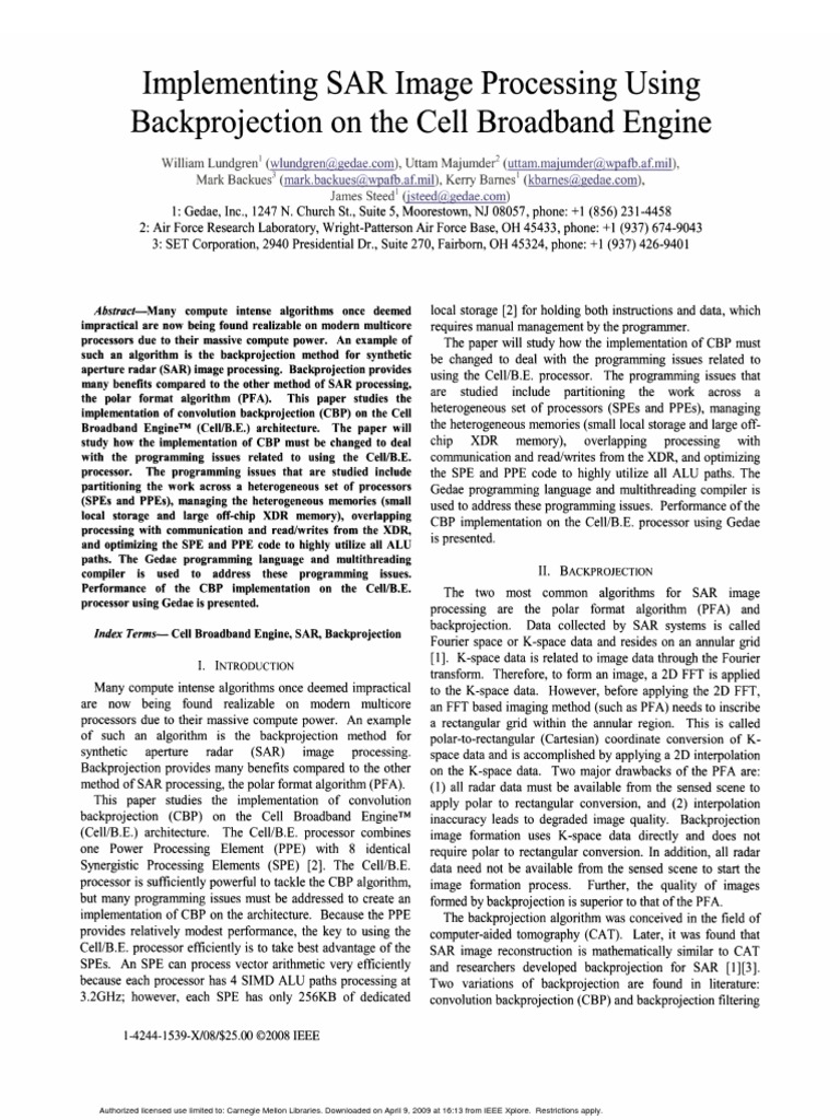 SAR Backprojection Cell | PDF | Computing | Computer Science