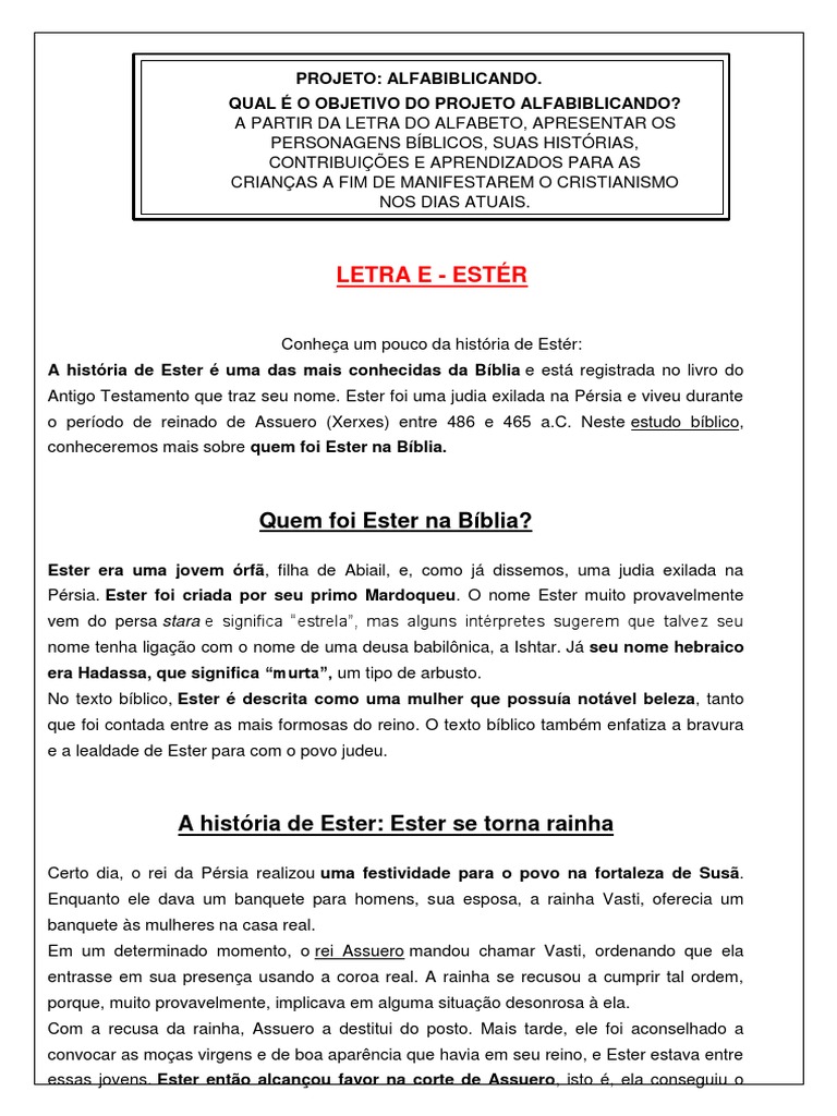 Letra e Ester | PDF | Livro de Ester | Ester