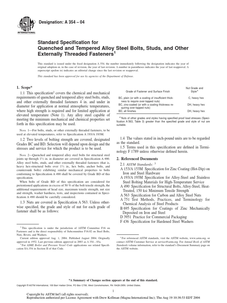 Astm A354.16955-1 | PDF