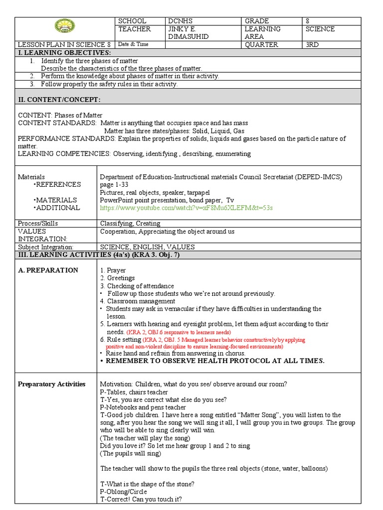LESSON-PLAN-IN-SCIENCE 8-JINKY-for-DEMO | PDF