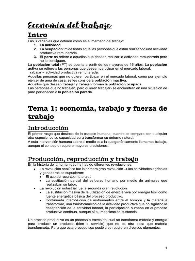 Economia Del Treball Tetal | PDF | Oferta (economía) | Mercado (economía)