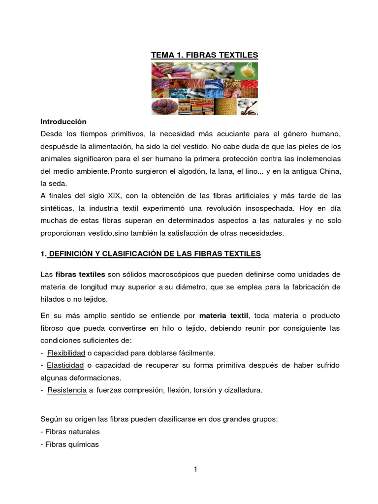 TEMA 1 (GM) - Fibras Textiles | PDF