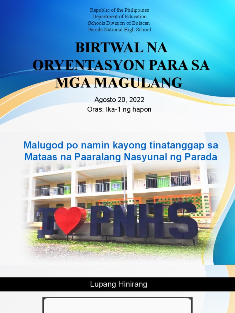 Oryentasyon Sa Magulang | PDF