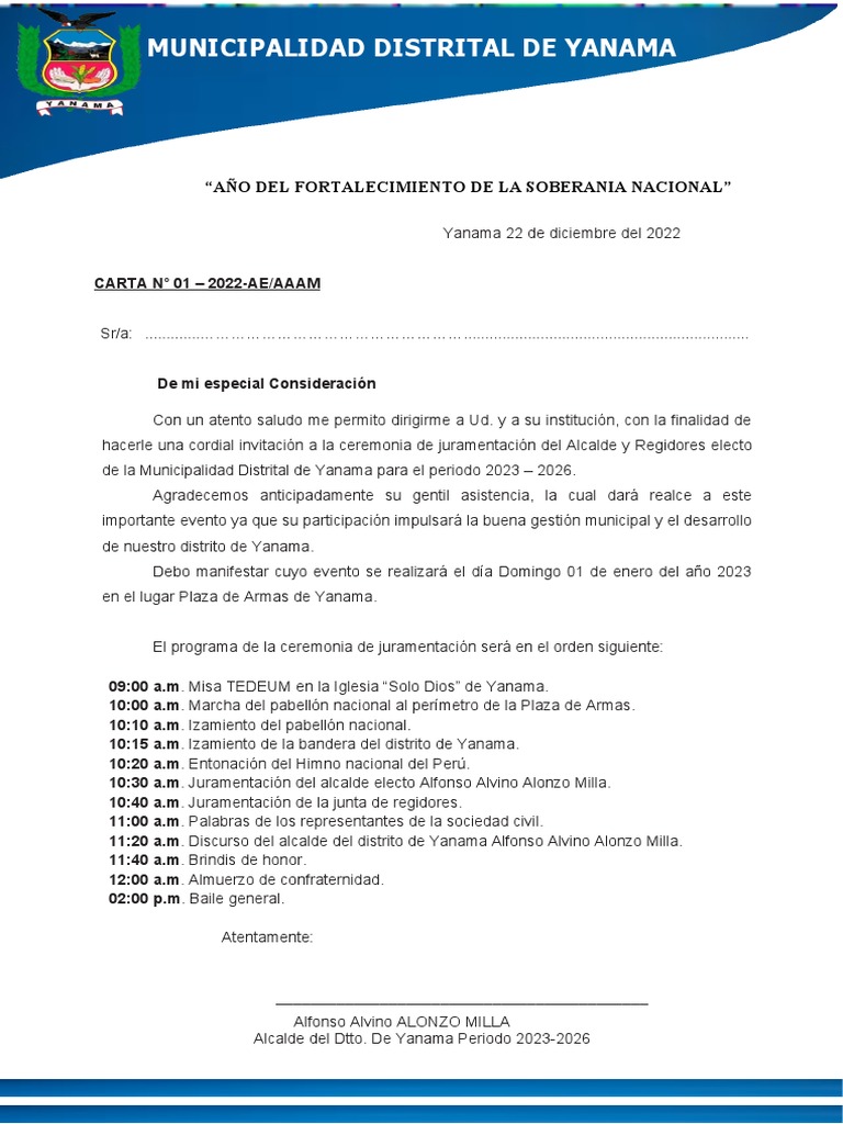 Carta de Invitacion | PDF