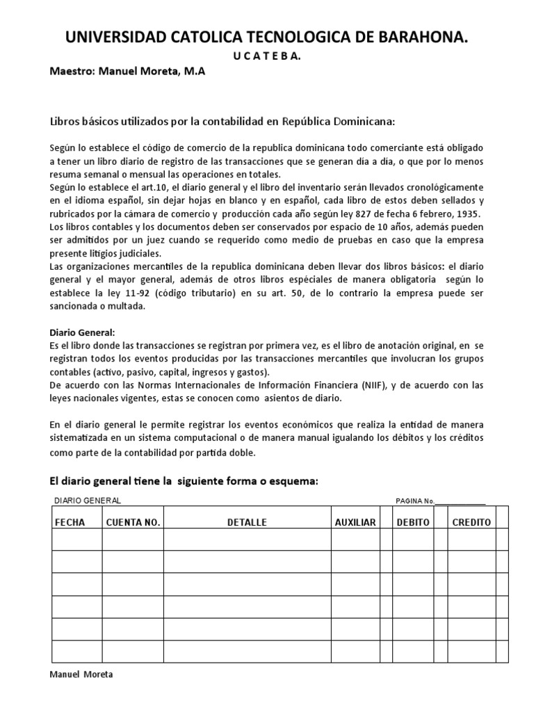 Libros Utilizados en Contabilidad (Libro Diario y Mayor General) | PDF