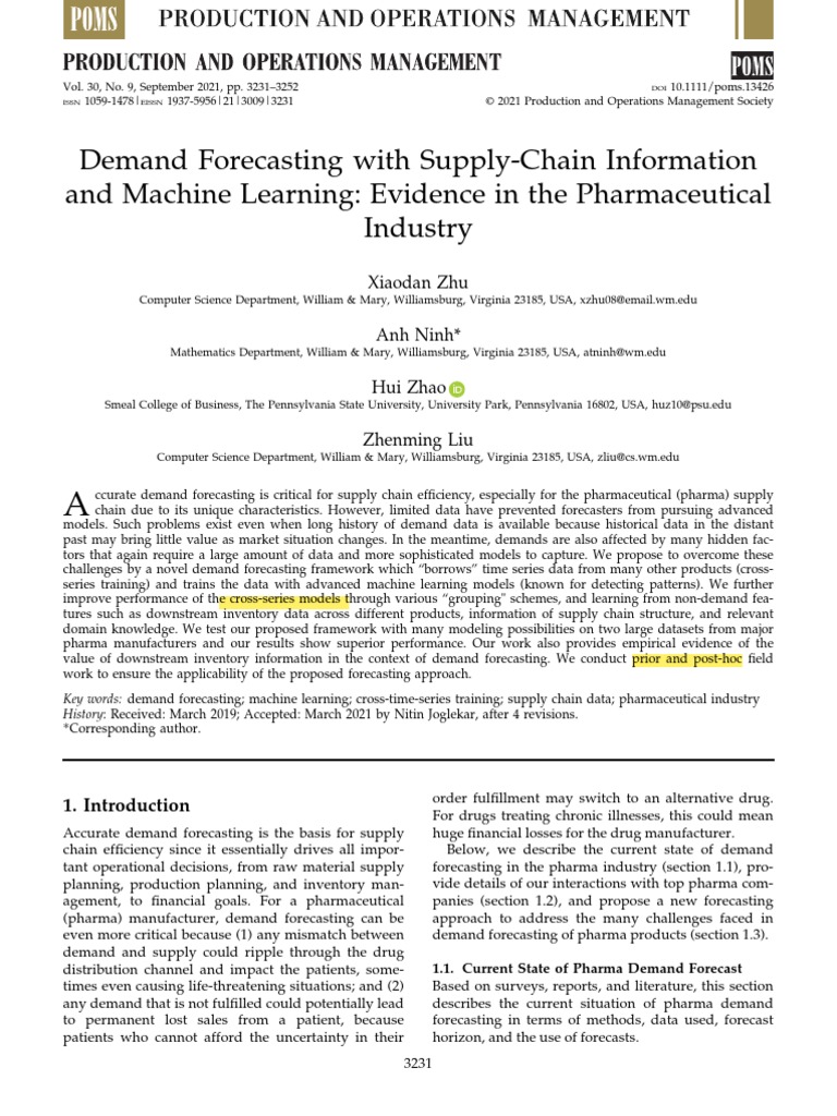 Post-Hoc Demand Forecasting With Supply-Chain Information | PDF ...