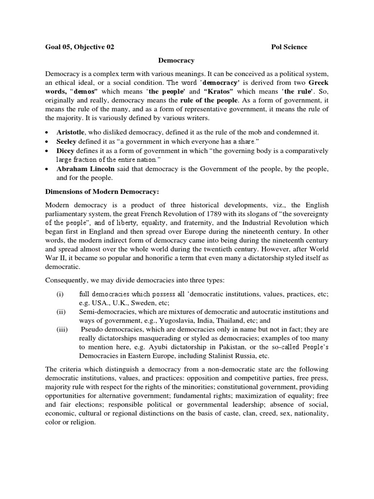 Goal 05 Democracy | PDF | Democracy | Political Ideologies