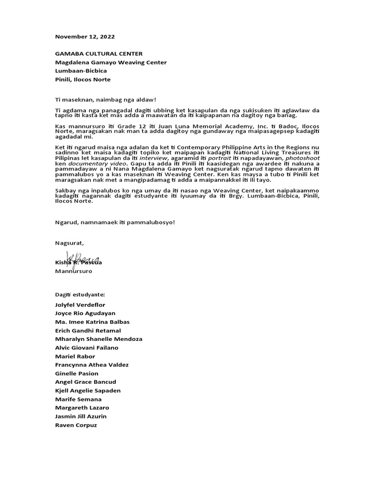 Gamaba Letter Request | PDF