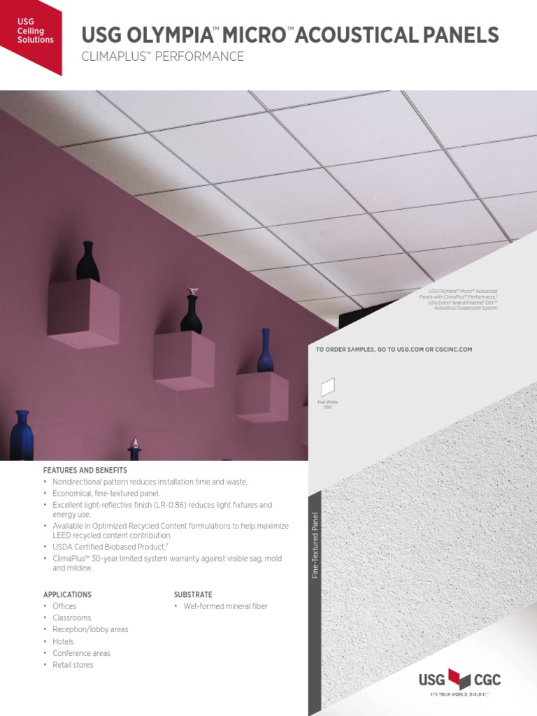 Usg Olympia Micro Climaplus Ceiling Panels Data Sc-sc2180 Ic | PDF