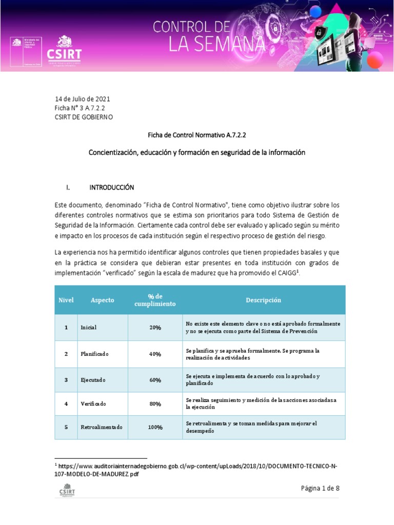 El Control de La Semana N°3 A.7.2.2 - v1 | PDF | Seguridad de información | La seguridad informática