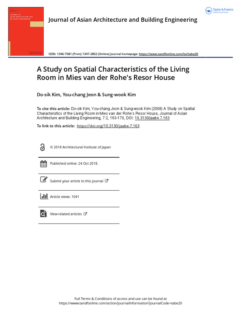 A Study On Spatial Characteristics of The Living Room in Mies Van Der ...