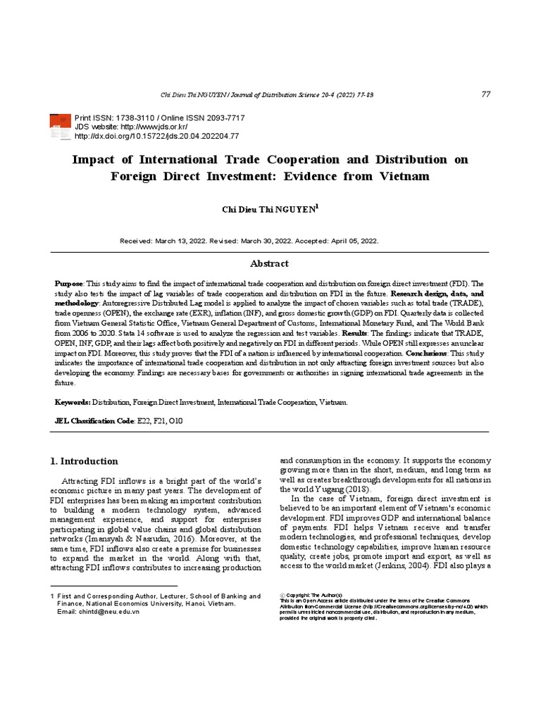 Impact of International Trade Cooperation and Distribution On Foreign ...