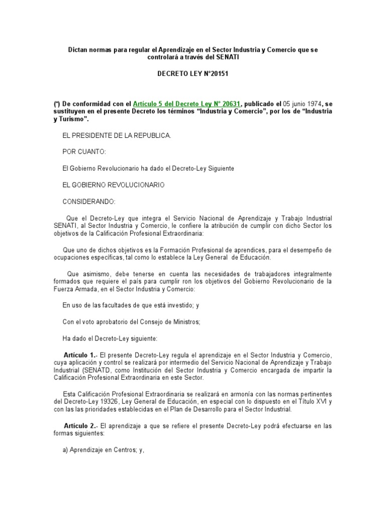Decreto Ley N 20151 Pdf Judicaturas Oficial General