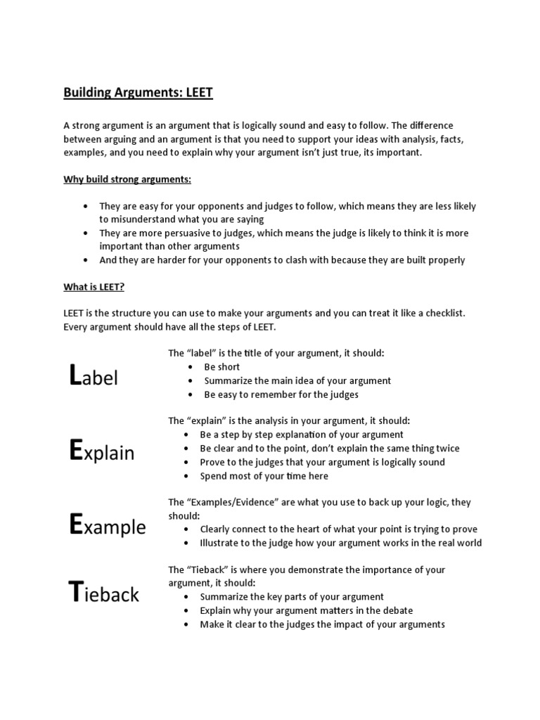 LEET Handout | PDF | Argument | Waste