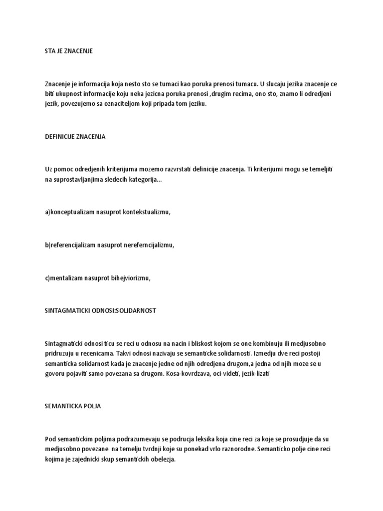 Sta Je Znacenje | PDF