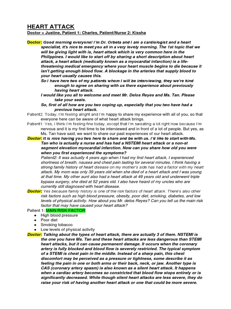 Heart Attack Script | PDF