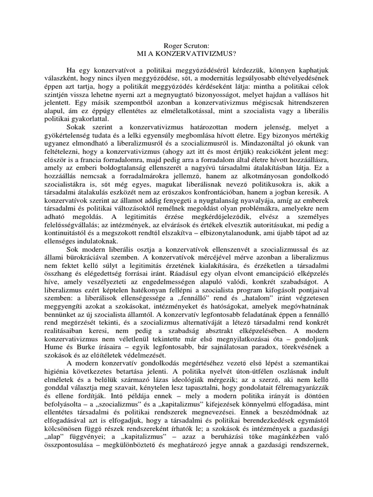 Roger Scruton-Mi A Konzervativizmus | PDF