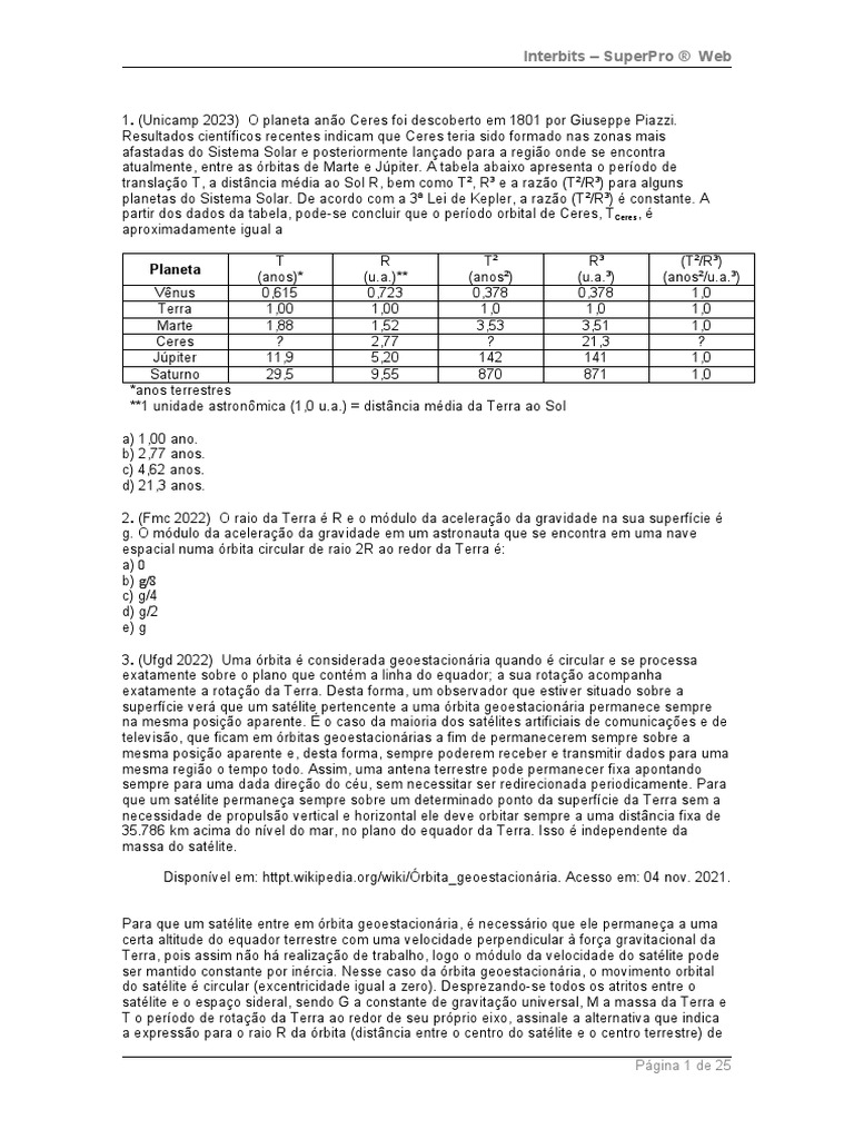 QTQ - Gravitacao - 30Q | PDF