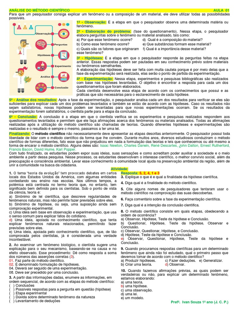 Aula 01 Método Científico Pdf Science Método Científico