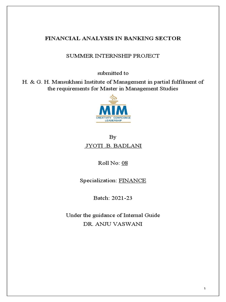 Financial Analysis in Banking Sector | PDF | Methodology | Cognition