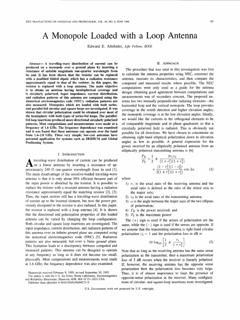 Monopole Loaded With A Loop Antenna | PDF