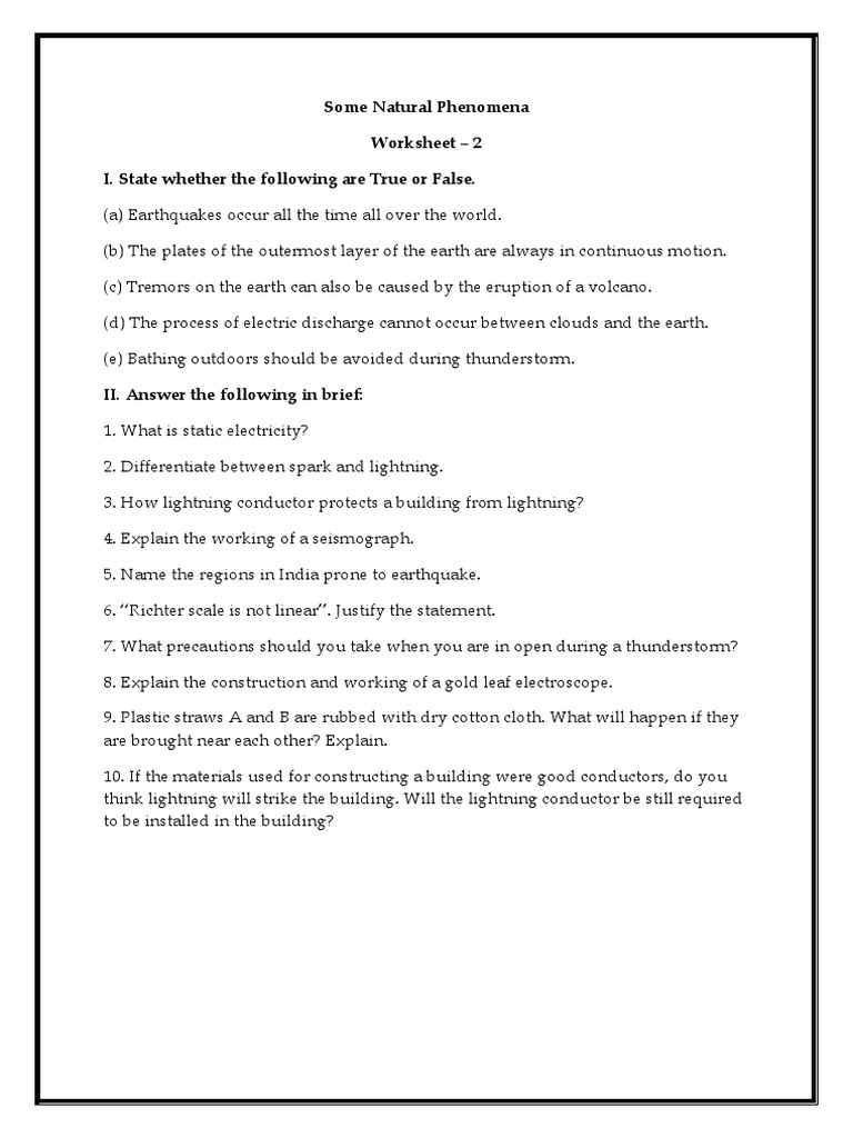 Some Natural Phenomena WS 2 | PDF