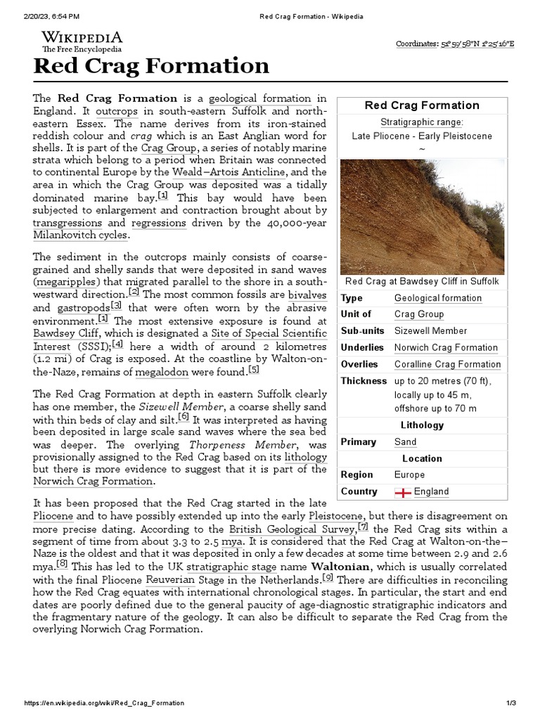 Red Crag Formatio | PDF