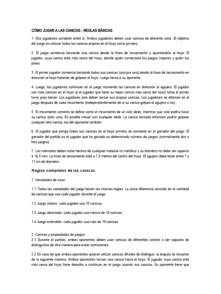 Cómo Jugar A Las Canicas | PDF